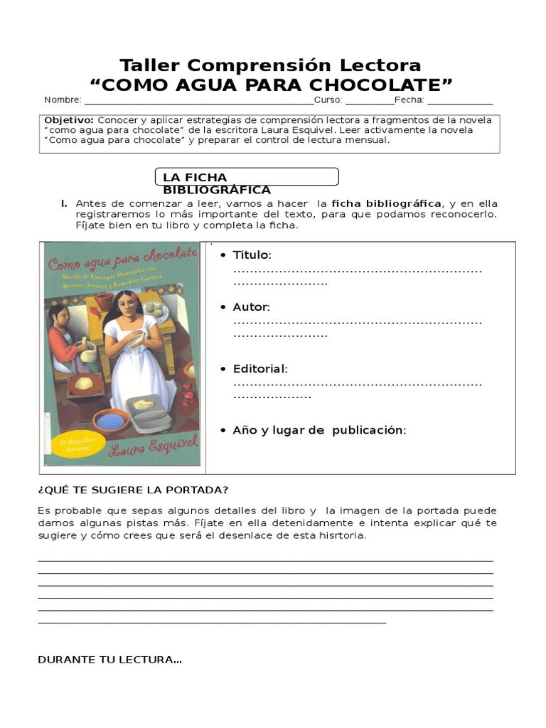 Como Agua para Chocolate | PDF | Comprensión lectora | Narración
