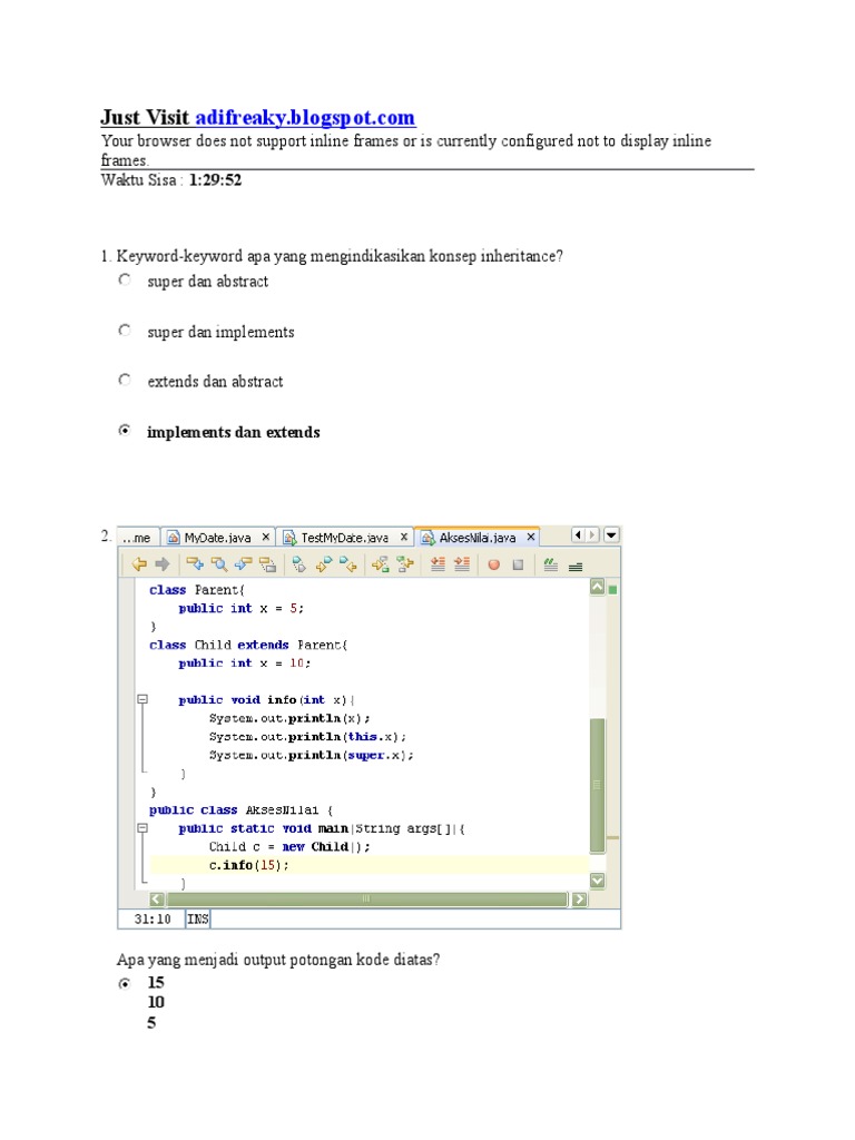 Jawaban Java (Jeni) Modul Pewarisan | PDF