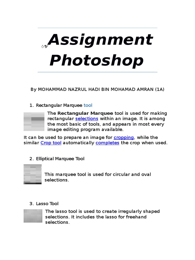 Assignment Photoshop MOHAMMAD NAZRUL HADI | PDF | Adobe Photoshop ...