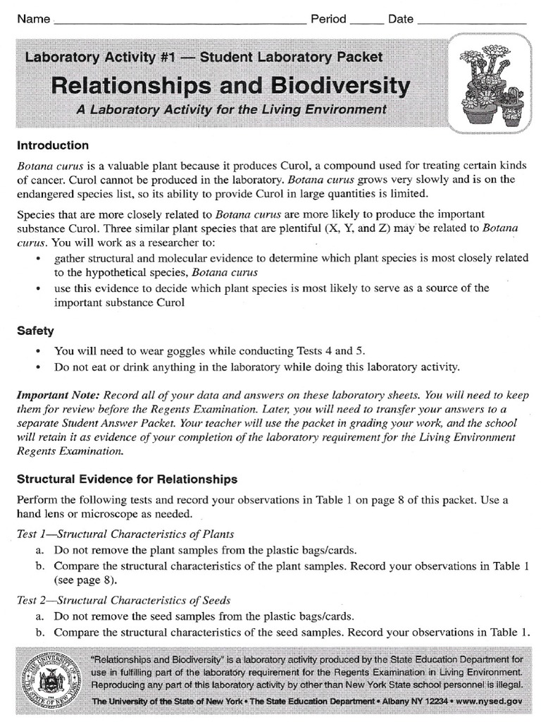 Botana Curus Biodiversity Lab Guide | PDF | Gel Electrophoresis ...