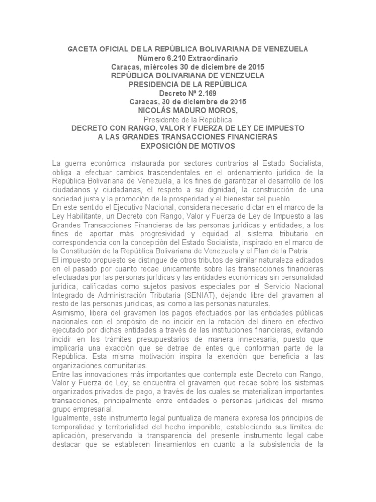 Ley Igtf | PDF | Impuestos | Venezuela
