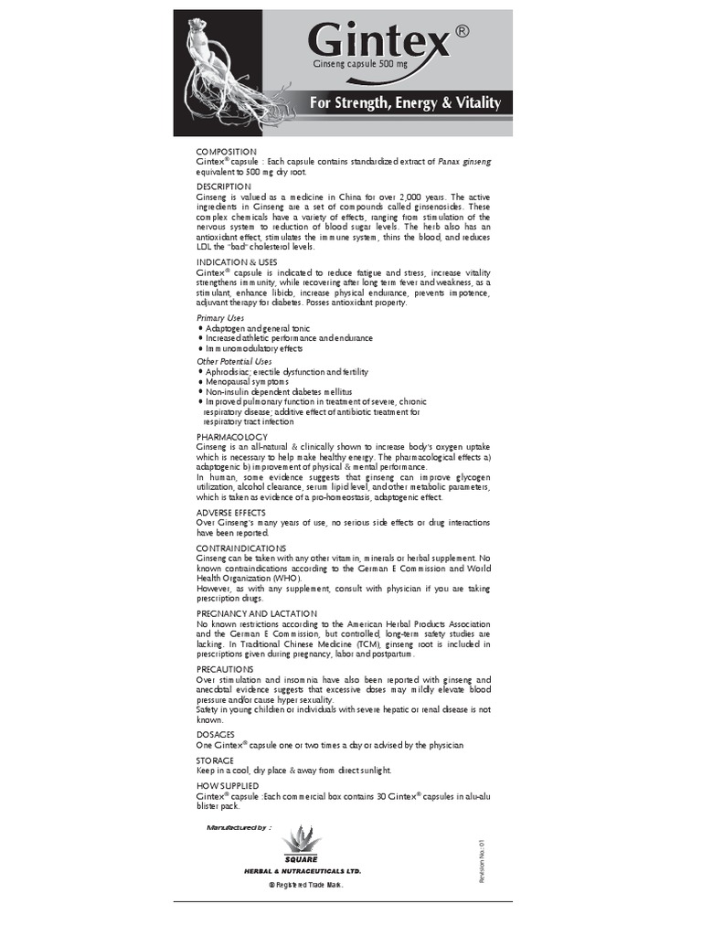 Gintex DS | Download Free PDF | Adverse Effect | Traditional Chinese ...