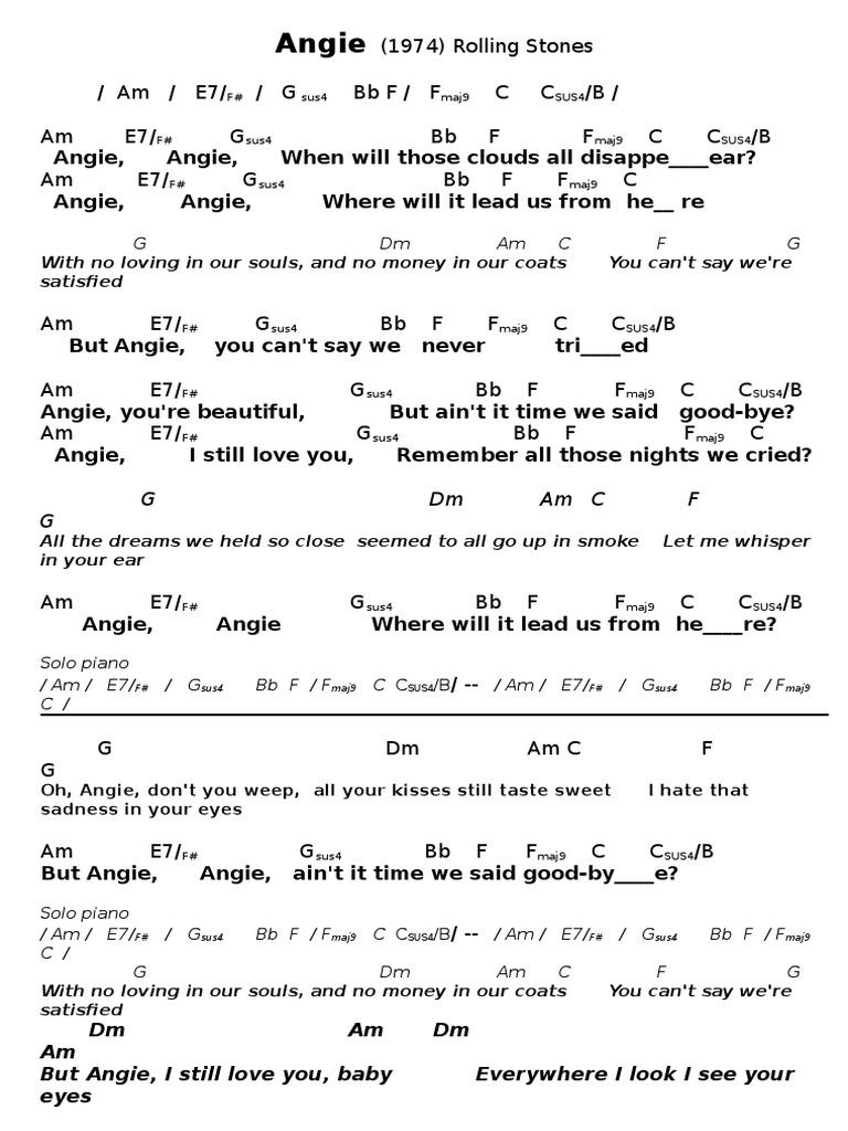 "Angie Lyrics by The Rolling Stones" | PDF
