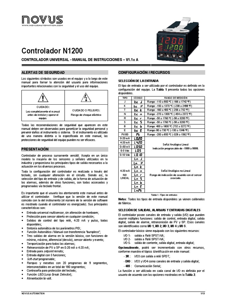 Manual N 1200 Novus | PDF | Contraseña | Programa de computadora