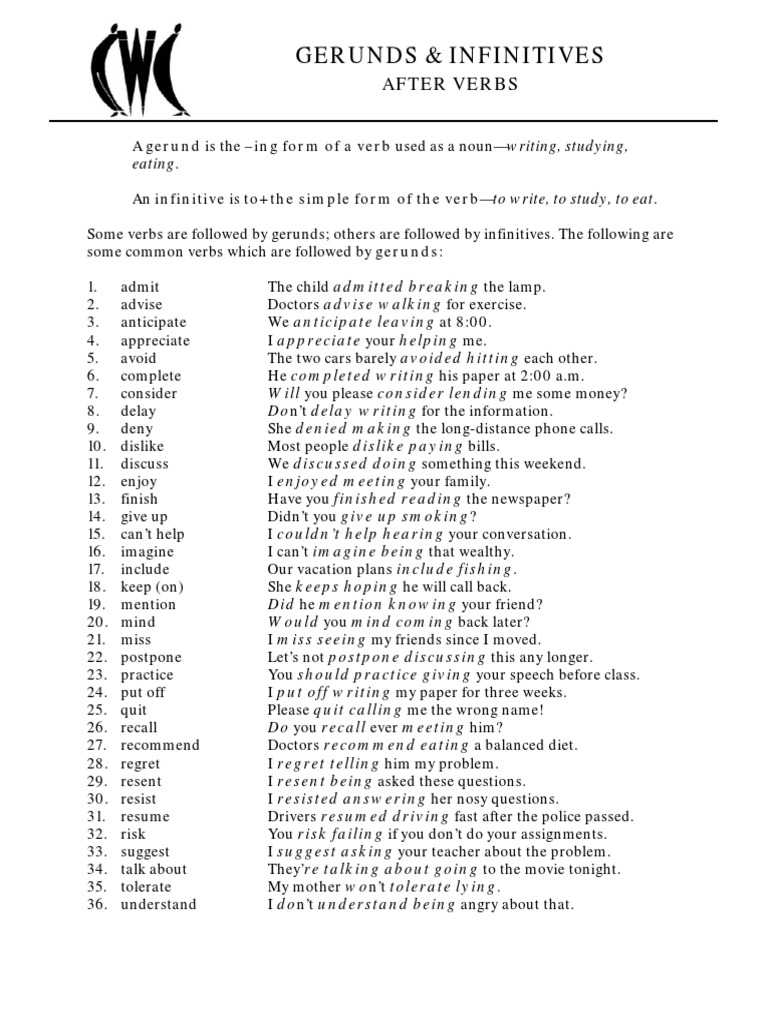 Gerunds and Infinitives PDF | PDF | Verb