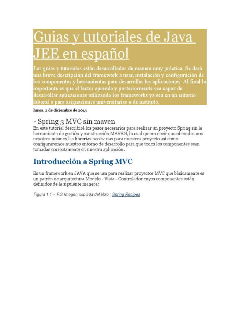 Guias y Tutoriales de Java JEE en Español | PDF | Páginas del servidor Java | Java (lenguaje de ...