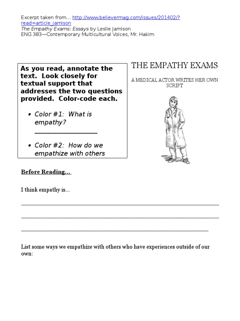 The Empathy Exams Eng 383 | PDF | Empathy | Grief