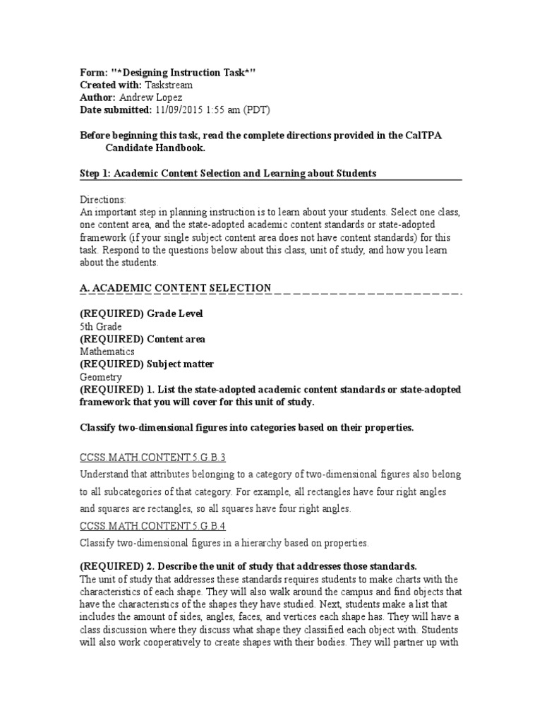 Tpa 2 - Designing Instruction | PDF | Vocabulary | Learning