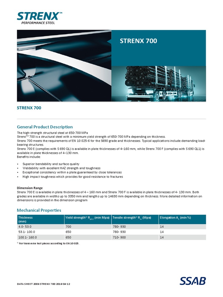 Strenx 700 PDF | PDF | Structural Steel | Sheet Metal