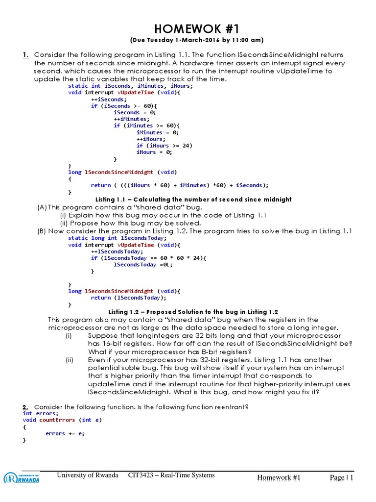 Real Time System | PDF | Software Bug | Integer (Computer Science)