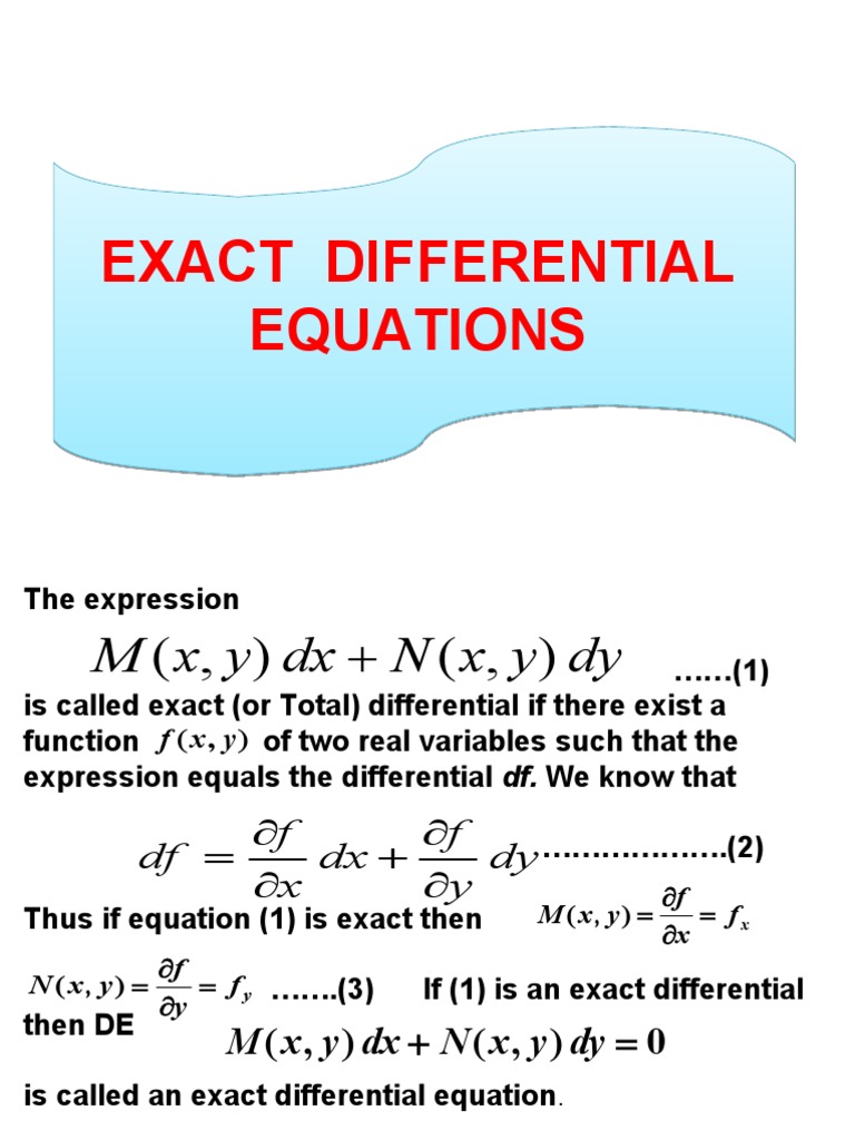 Exact Differential Equations Explained | PDF | Equations | Differential ...
