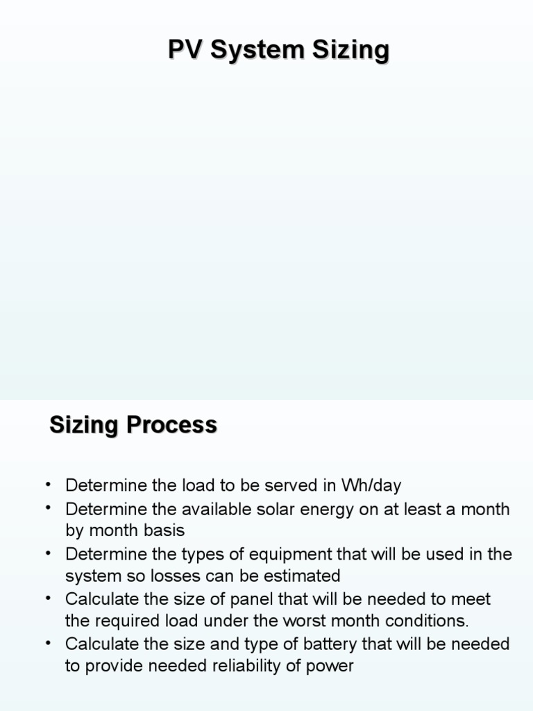 Chapter 1 PV System Sizing | PDF