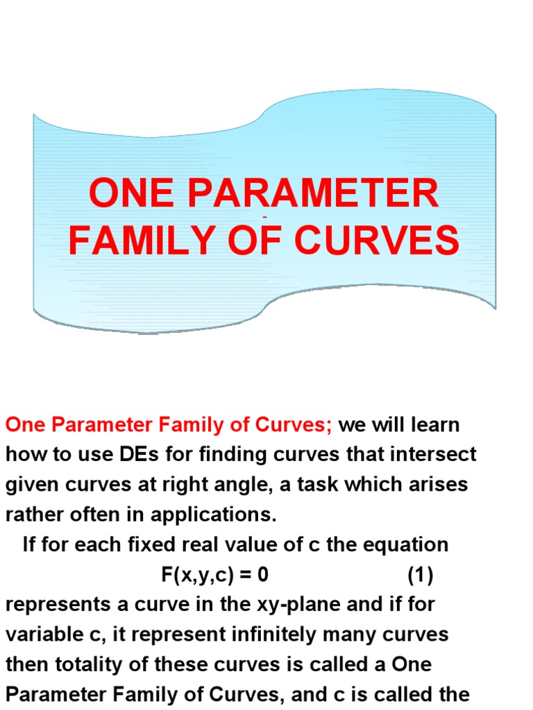 One-Parameter Family of Curves | PDF | Curve | Equations