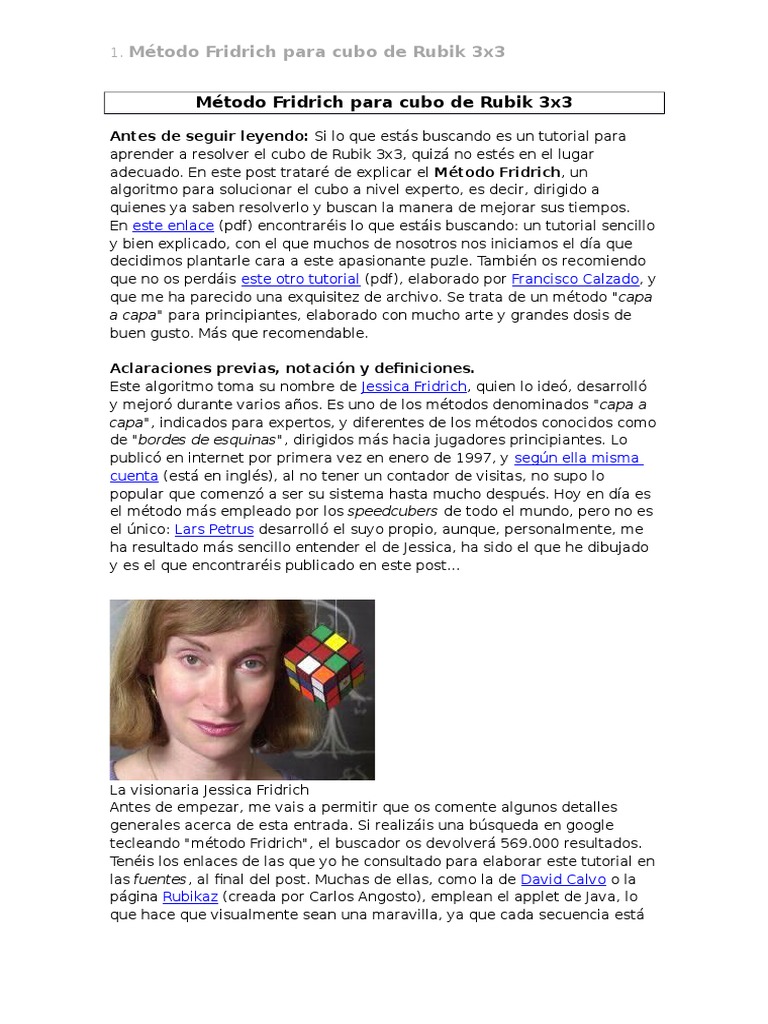 Método Fridrich para Cubo Rubik 3x3 | PDF