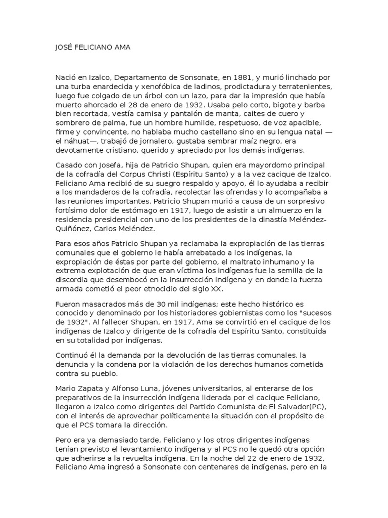 José Feliciano Ama Biografia Resumida | PDF