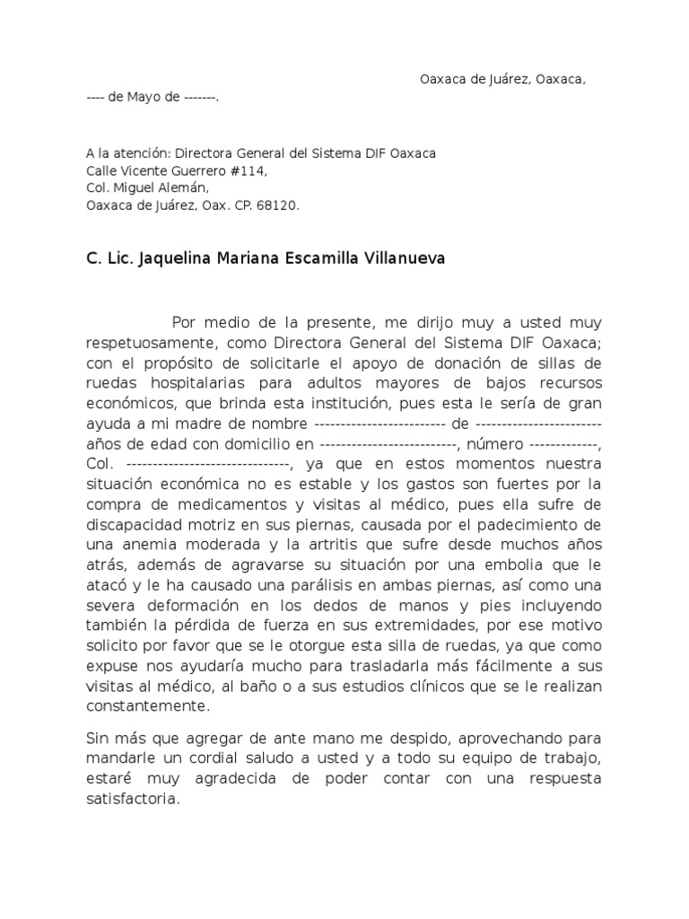 Formato para Solicitud Al DIF | PDF