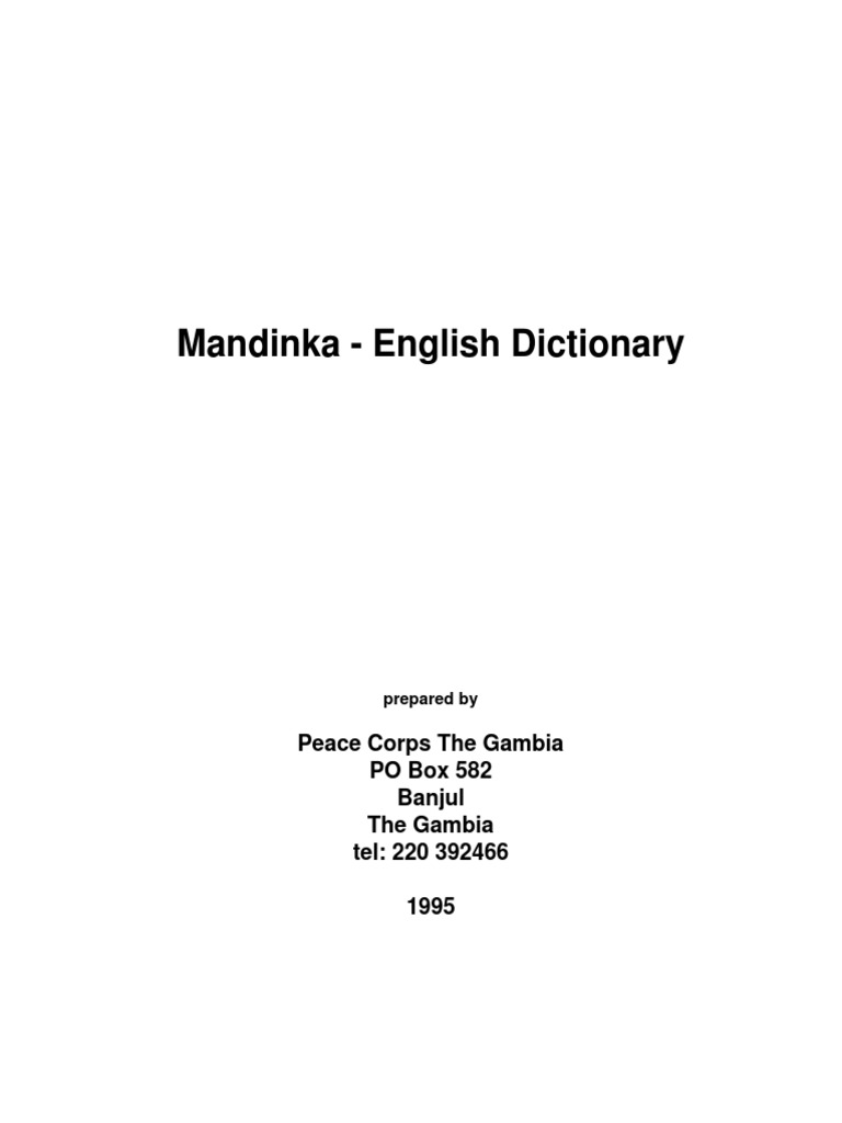 Mandinka-English Dictionary Guide | PDF