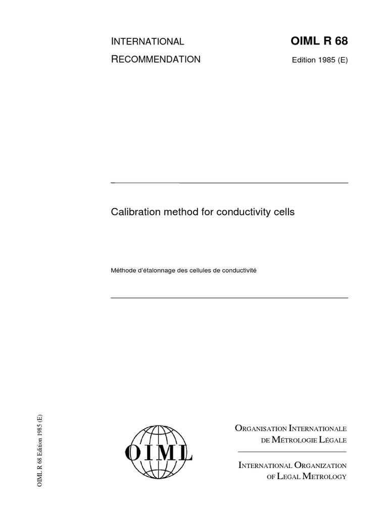 OIML R 68 Método de Calibración de Celdas de Conductividad | PDF ...