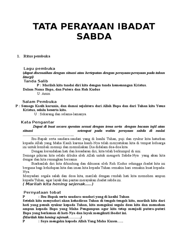 Tata Perayaan Ibadat Sabda | PDF