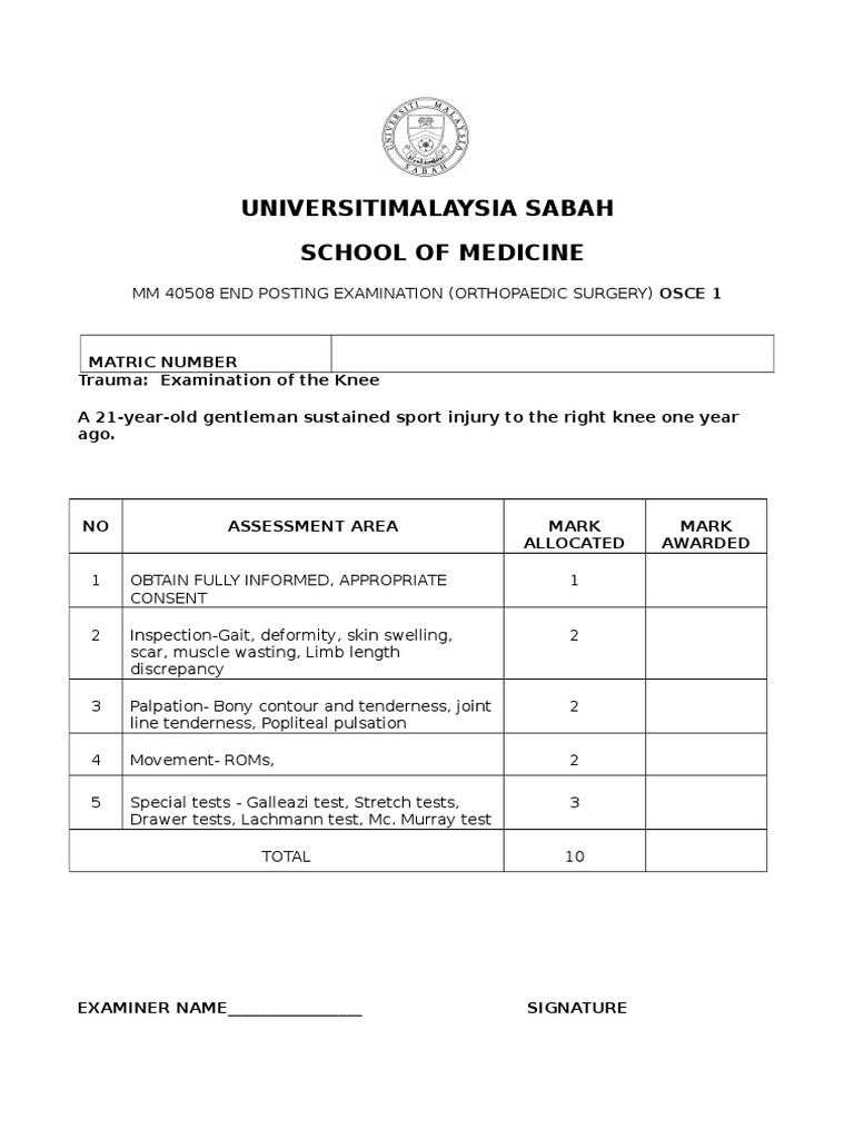 OSCE | PDF | Surgery | Orthopedic Surgery