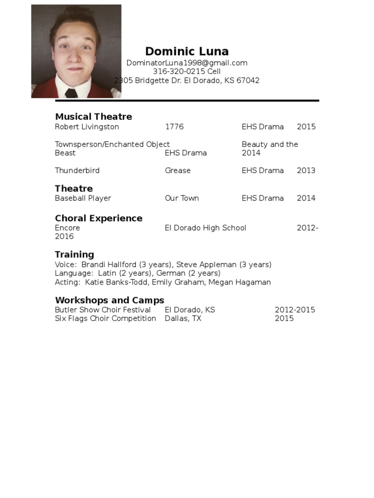 Dominic Luna's Vocal Resume | PDF