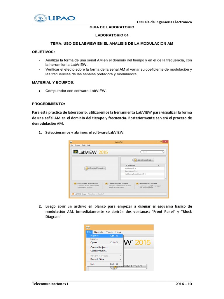 Lab04 Mod Am Labview | PDF | Modulación | Telecomunicaciones