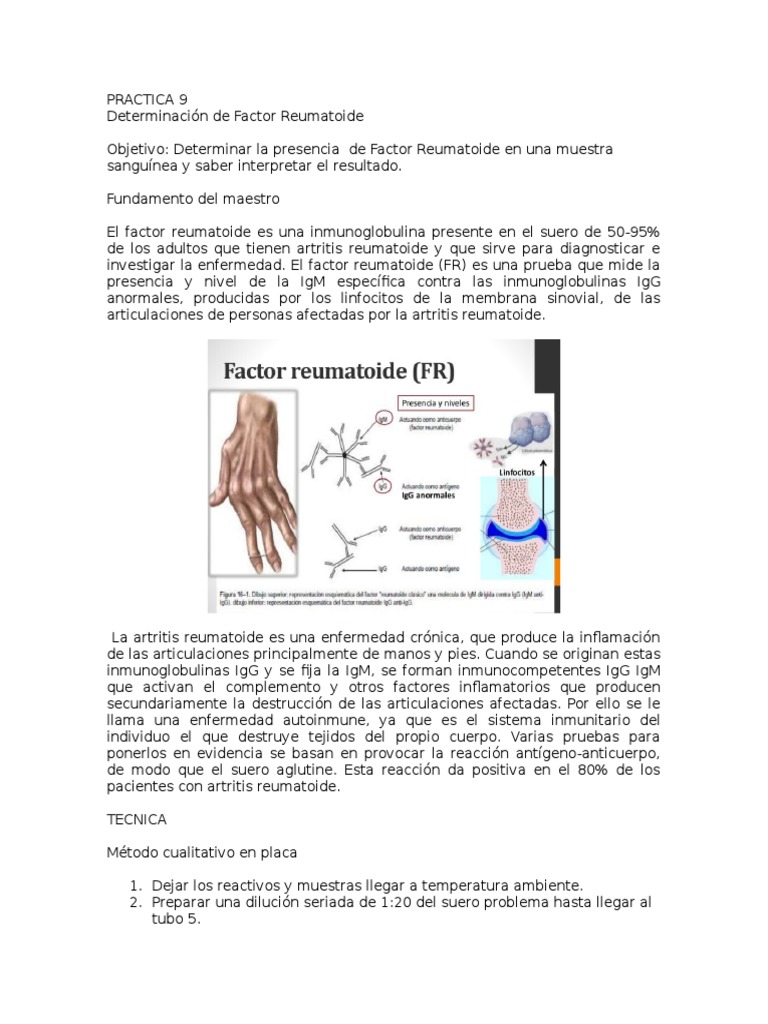 PRACTICA 9 Factor Reumatoide | PDF