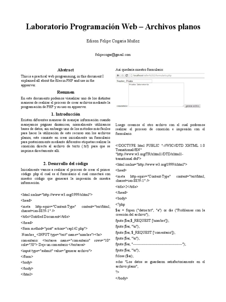 Informe La Programacion Web Formato IEEE | PDF | Php | Archivo de ...