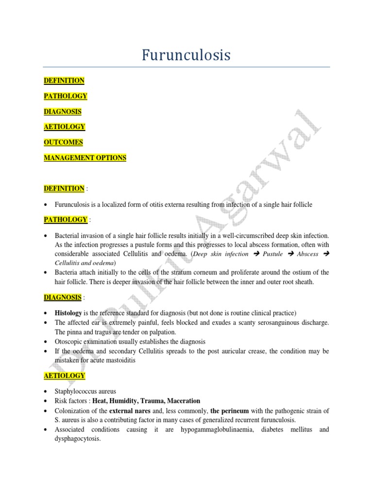 Furunculosis: Pathology Diagnosis Aetiology Outcomes Management Options ...