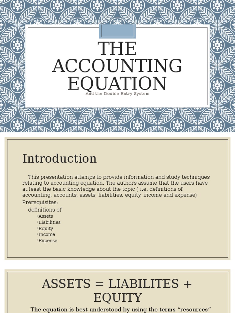 The Accounting Equation | PDF | Debits And Credits | Equity (Finance)
