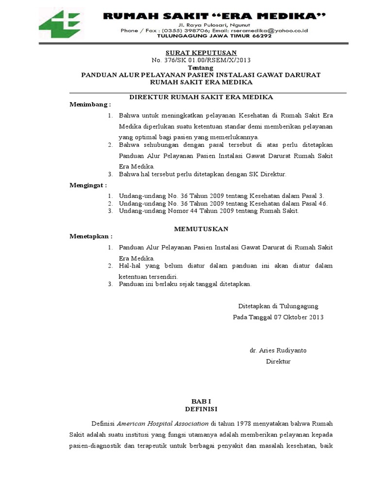 Panduan Alur Pelayanan Pasien IGD | PDF