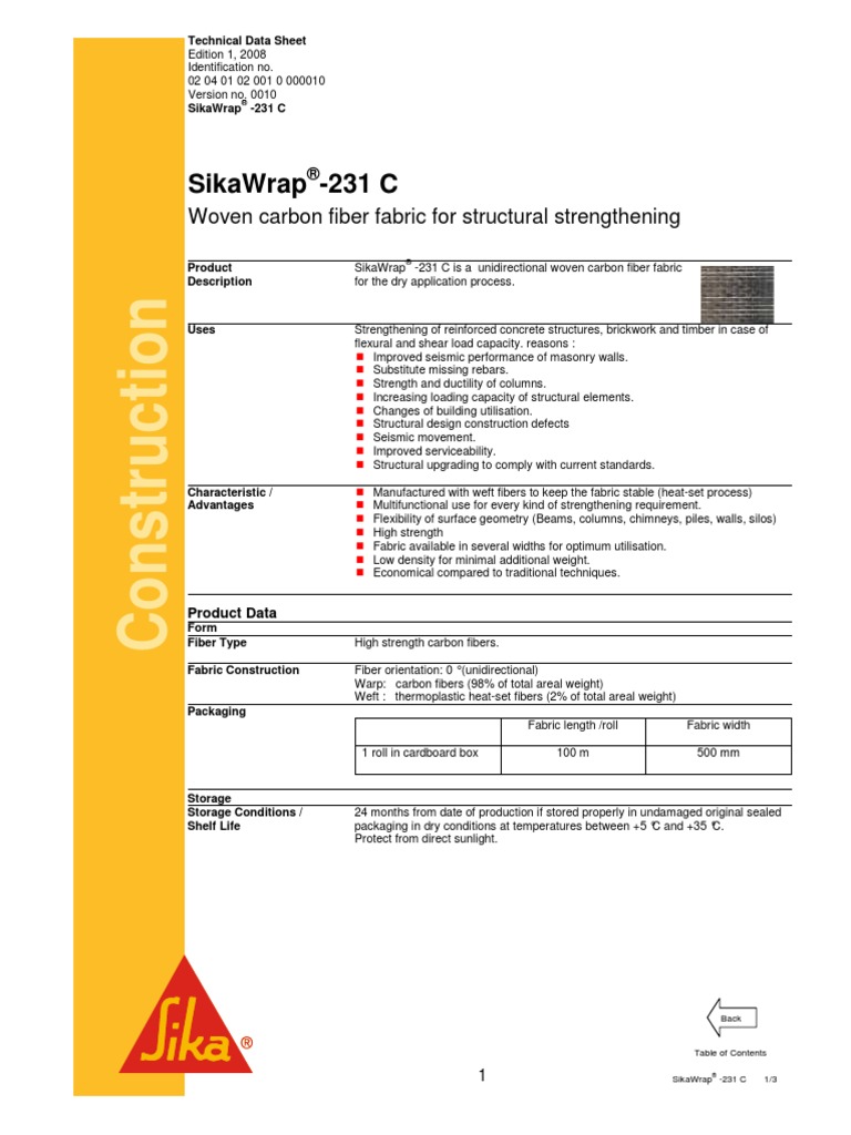 data teknis sika wrap 231c | Lamination | Young's Modulus