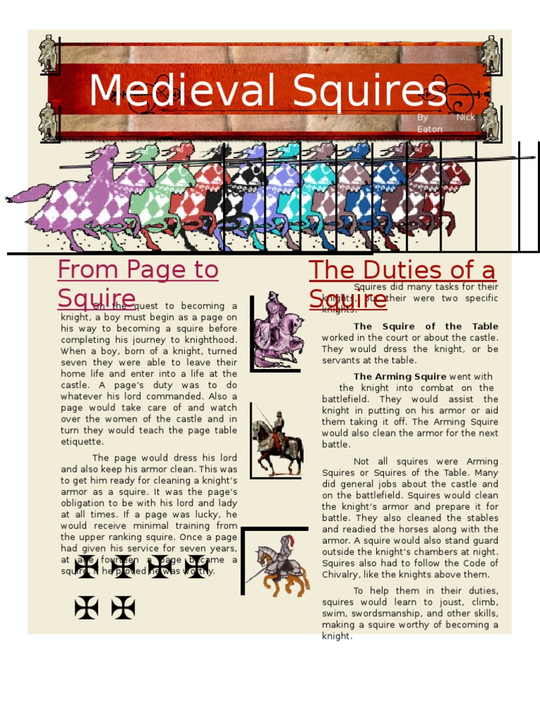 Medieval Squires-good Word Doc | Squire | Knight