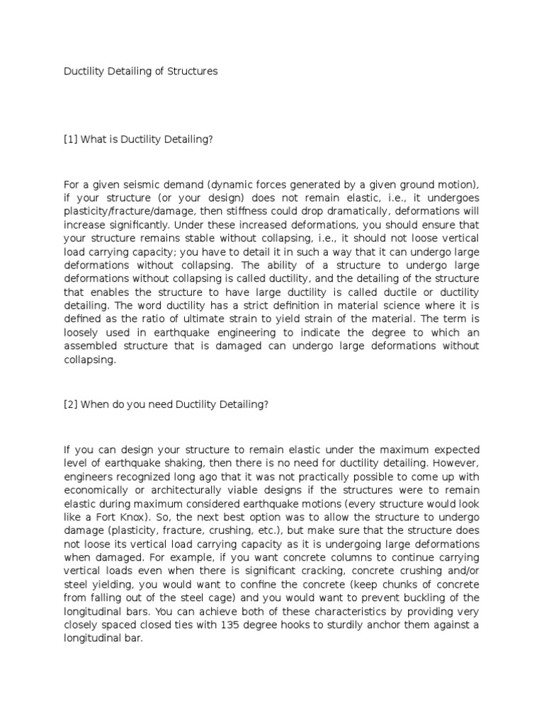 Ductility Detailing of Structures | PDF | Deformation (Engineering ...