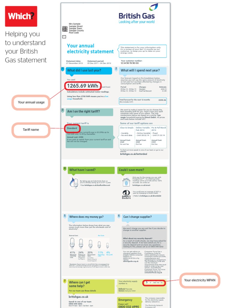 Helping You To Understand Your British Gas Statement | PDF | Kilowatt ...