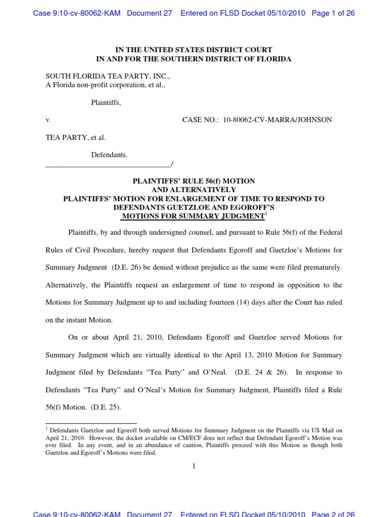 05-10-10 - Motion For Miscellaneous Relief | PDF | Discovery (Law ...