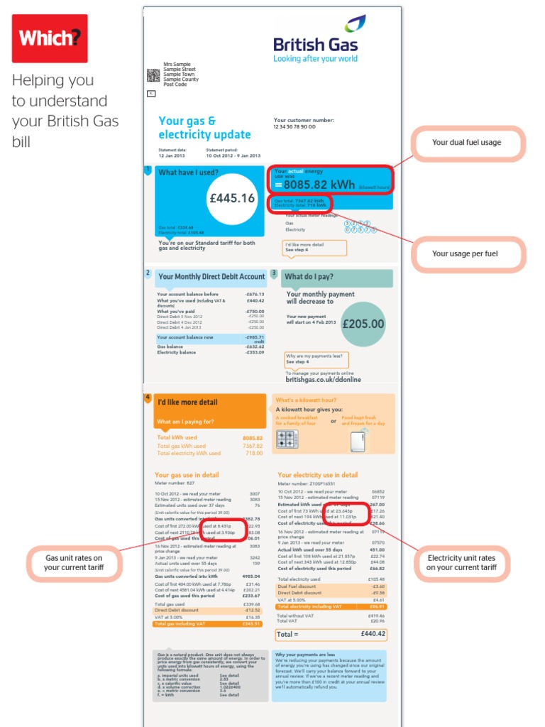 British Gas Bill 323865 | Kilowatt Hour | Cheque