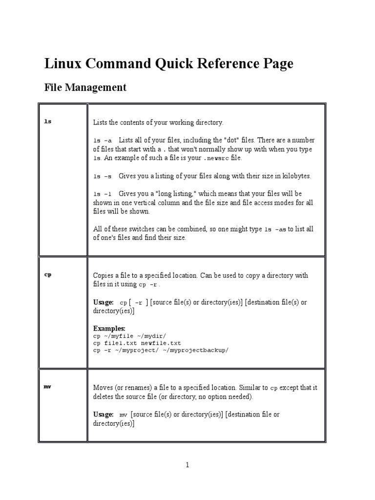 Linux Command Quick Reference Page | PDF | Secure Shell | File Transfer ...
