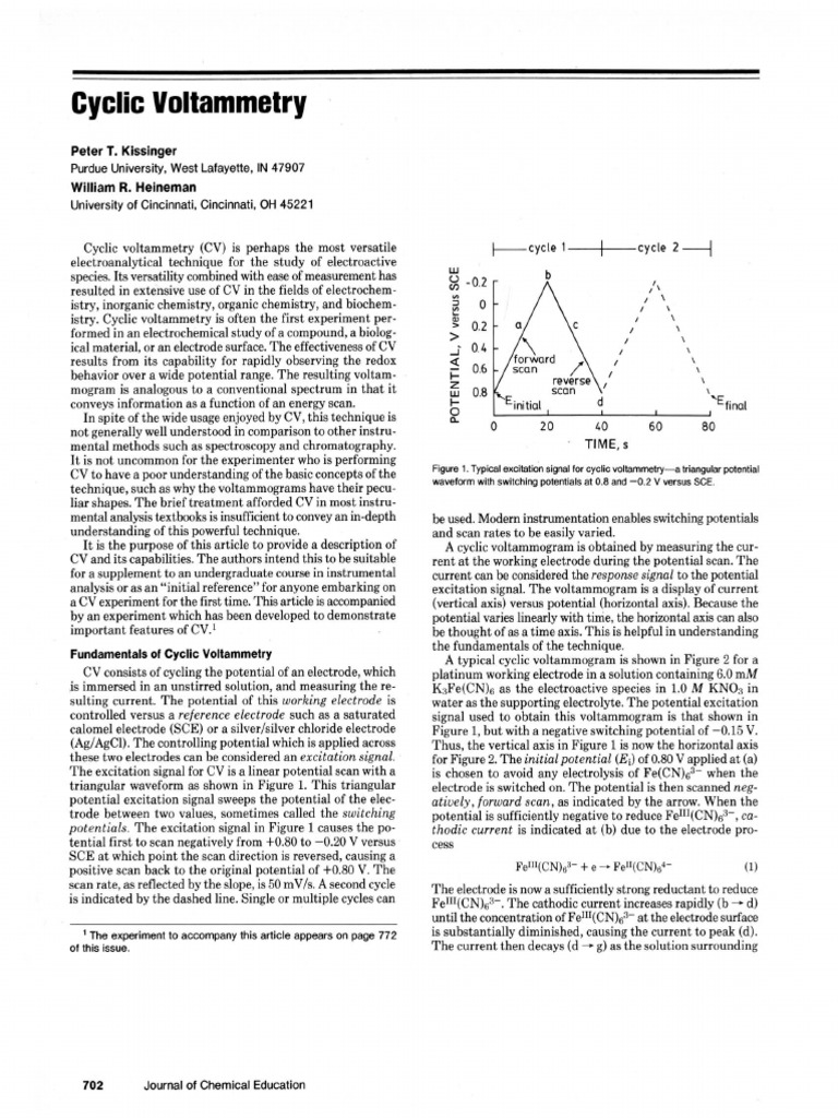 Cyclic Voltammetry | PDF | Redox | Electrochemistry