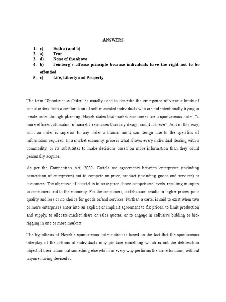 Cartelization vs. Spontaneous Order | PDF | Cartel | Prices
