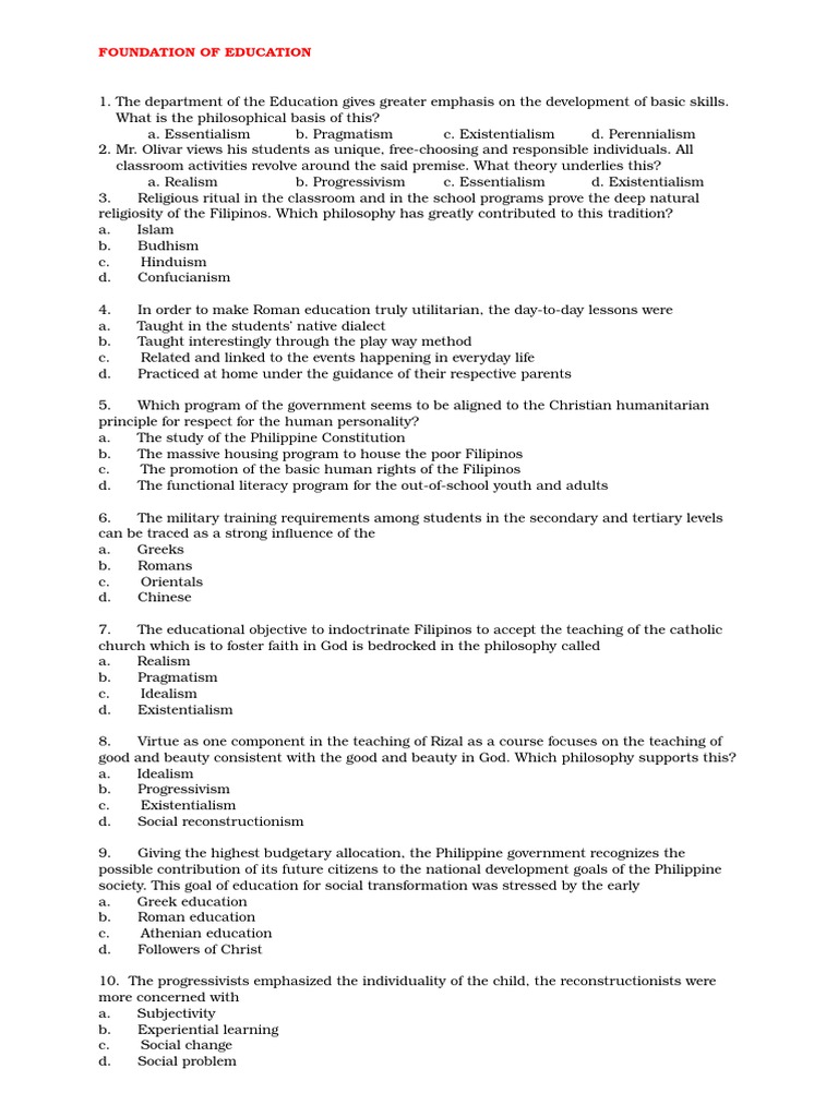 Foundation of Education | PDF | Debits And Credits | Curriculum