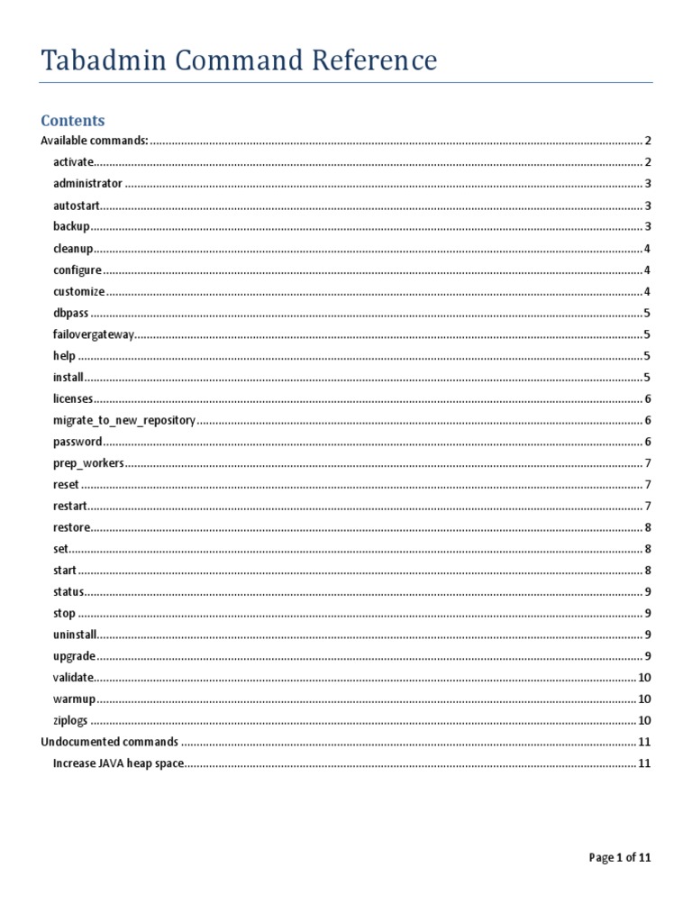 Tabadmin Command Reference | PDF | Information Technology | Information Technology Management