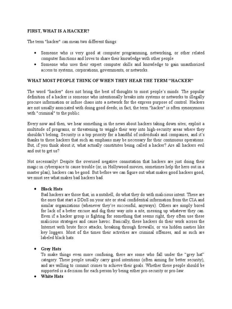 First What Is A Hacker Pdf Security Hacker Computer Network Security