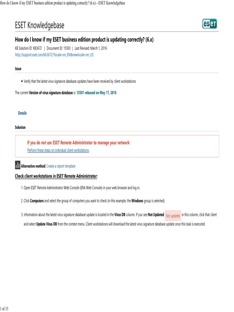 How Do I Know If My ESET Business Edition Product Is Updating Correctly ...