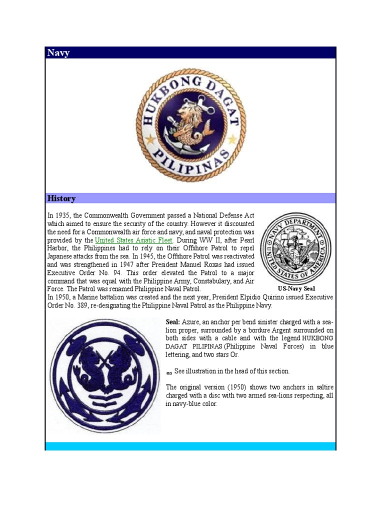 Philippine Navy Logo and History | PDF | Military Science | Warfare