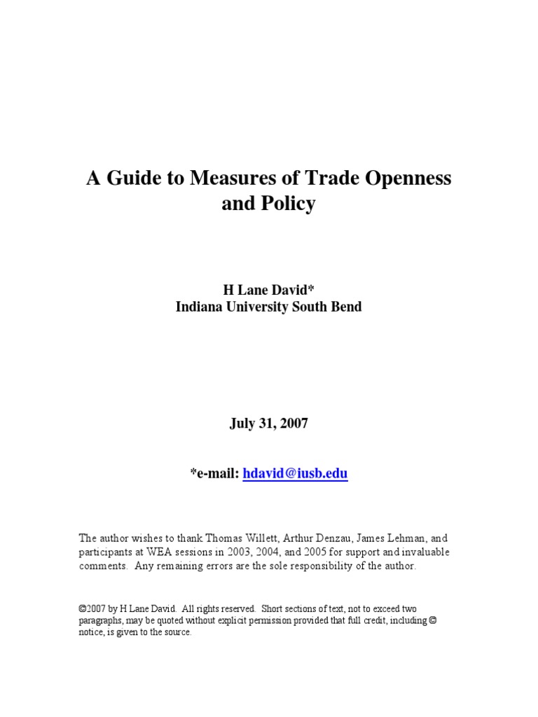 A Guide To Measures of Trade Openness and Policy | PDF | Competition ...