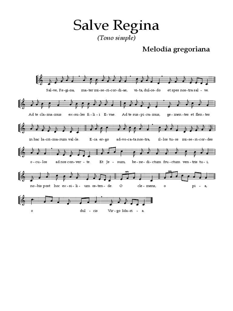 (Gregoriano) Salve Regina Simple PDF | PDF