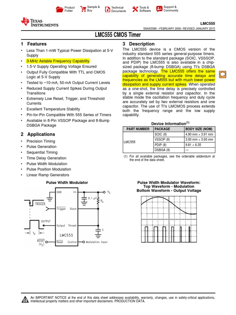 Lmc555 Cmos Timer | Electrical Engineering | Electronics
