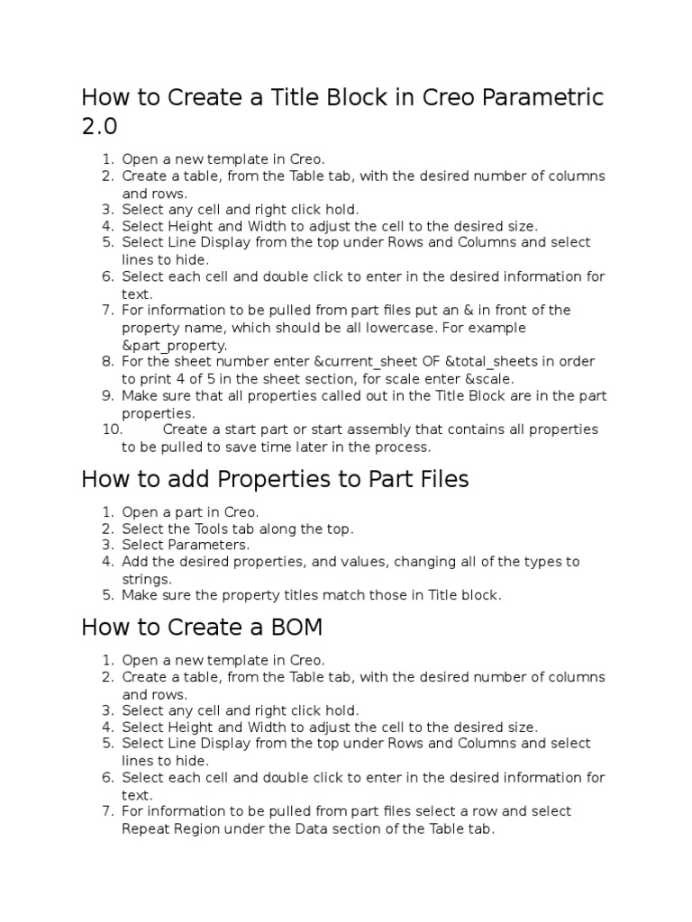 Creo Parametric Title Block Guide | PDF | Information Technology Management | Areas Of Computer ...