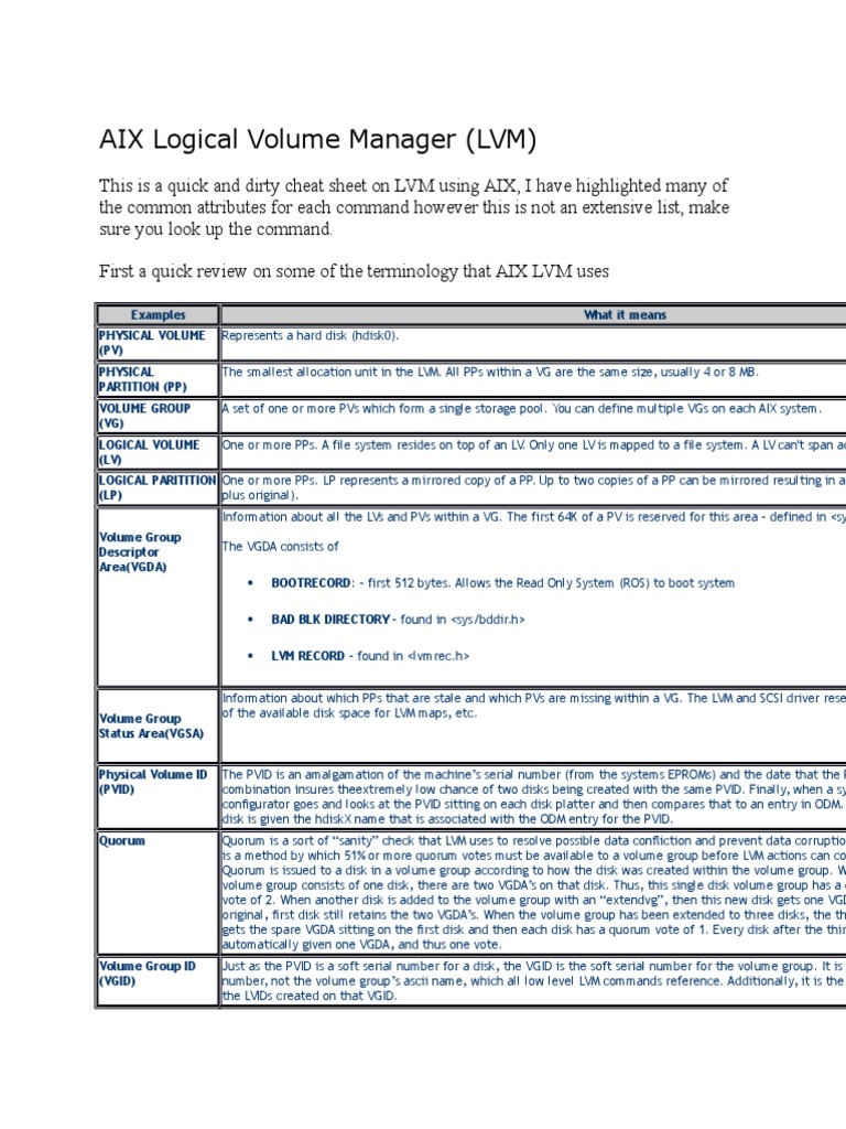 AIX Logical Volume Manager (LVM) | PDF | Operating System Technology | Computer Data Storage